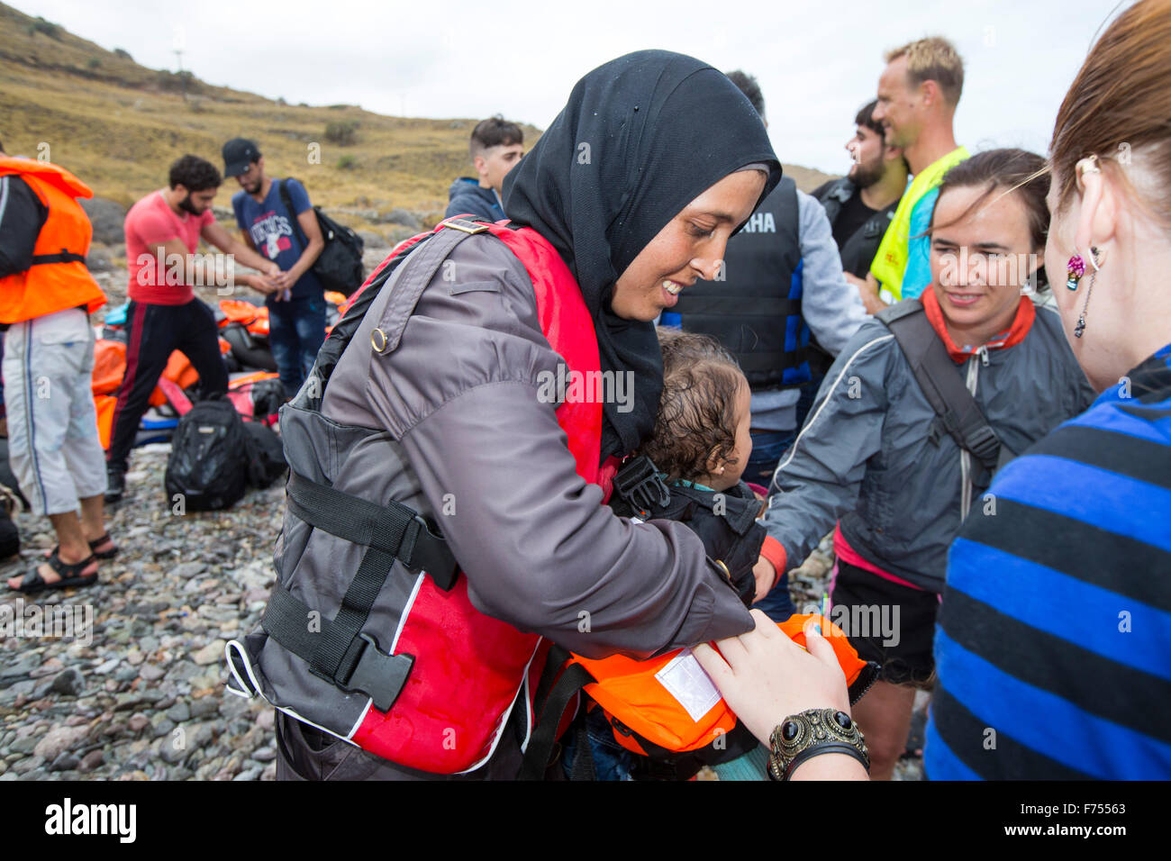 Syrian migrants fleeing the war and escaping to Europe, landing on the ...