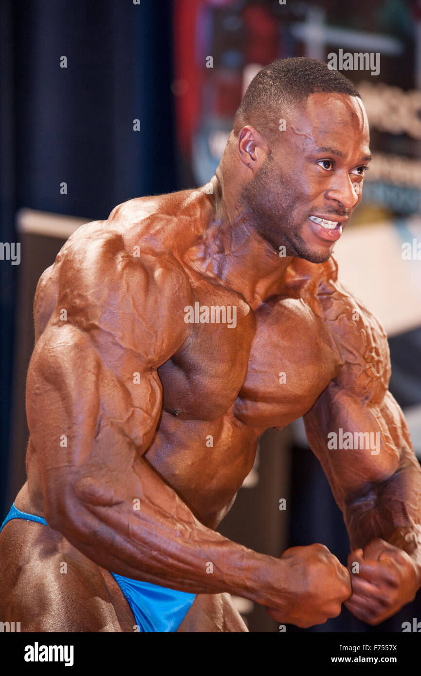 SCHIEDAM, THE NETHERLANDS - APRIL 26, 2015. Male bodybuilder Michael ...