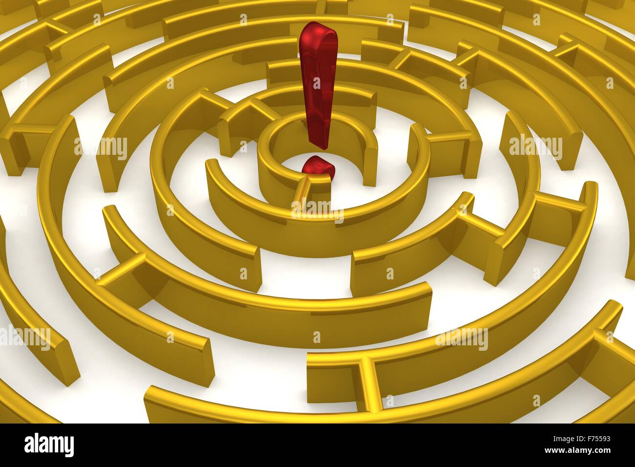 The gold labyrinth with reflection. 3D image Stock Photo - Alamy