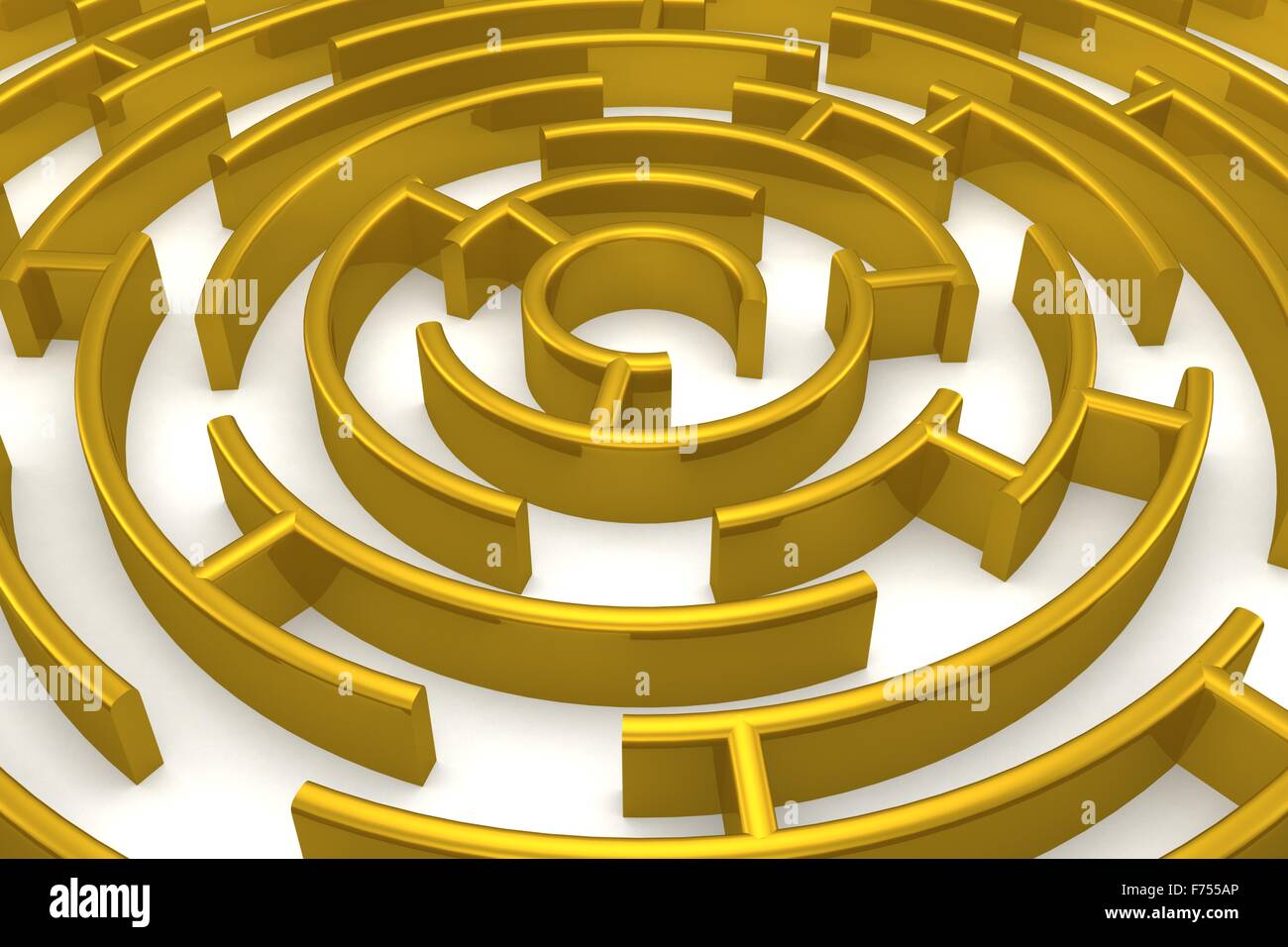 The gold labyrinth with reflection. 3D image Stock Photo - Alamy