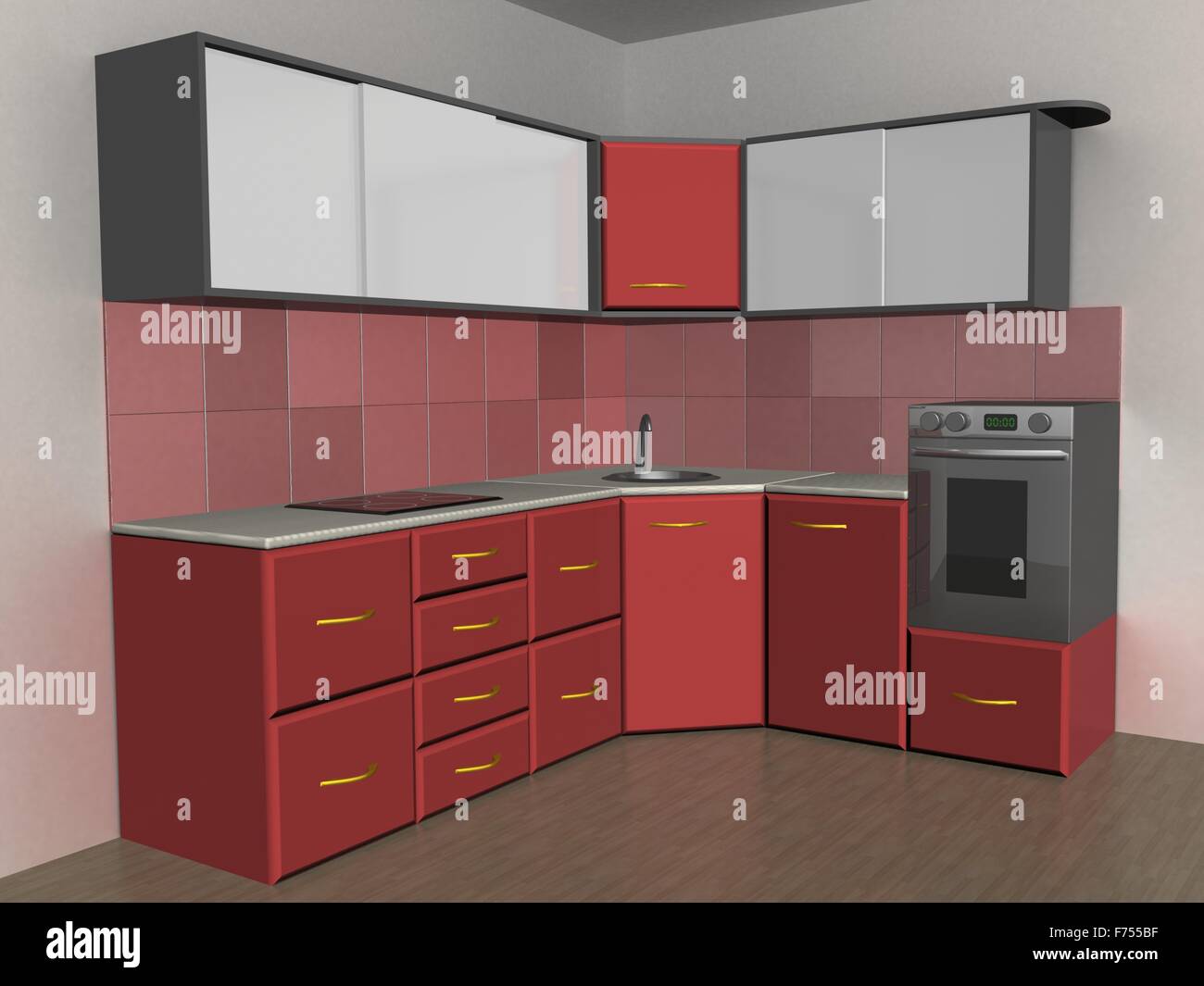 Interior of kitchen. 3D image Stock Photo - Alamy