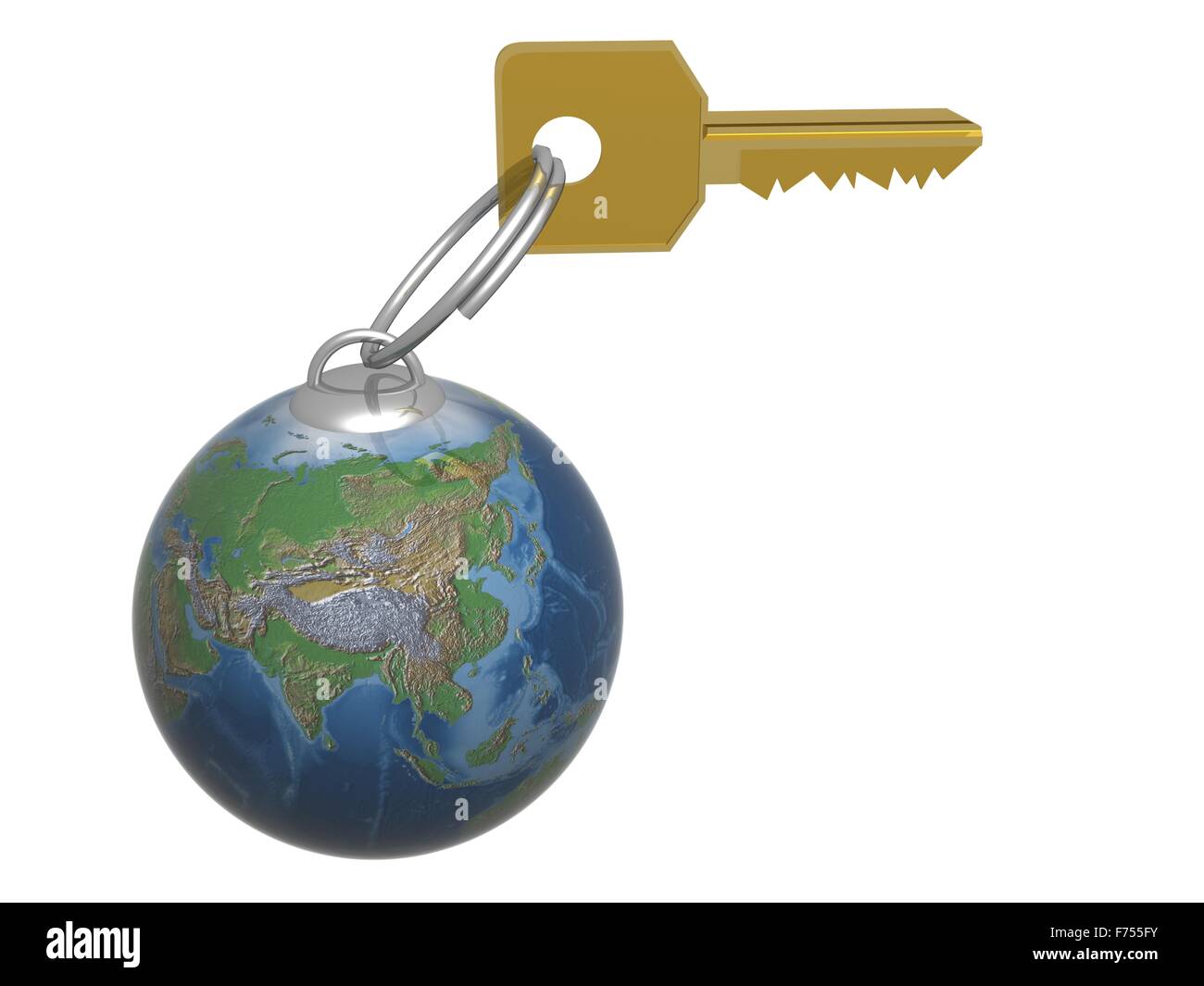 Key from the world. 3D object Stock Photo - Alamy