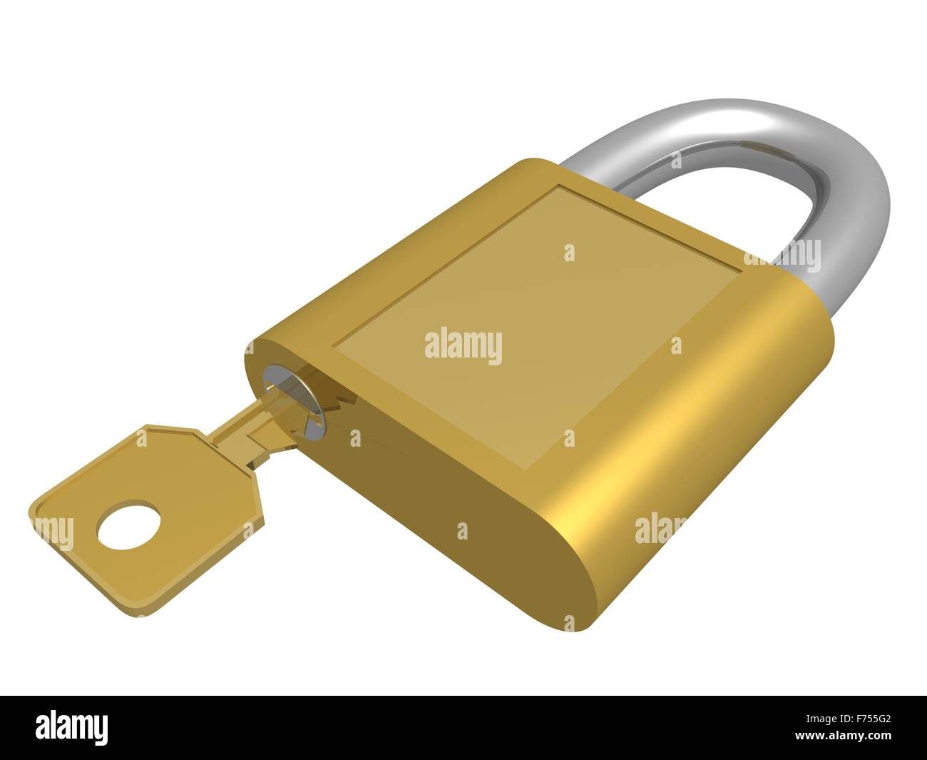 The closed lock with key. 3D object Stock Photo - Alamy