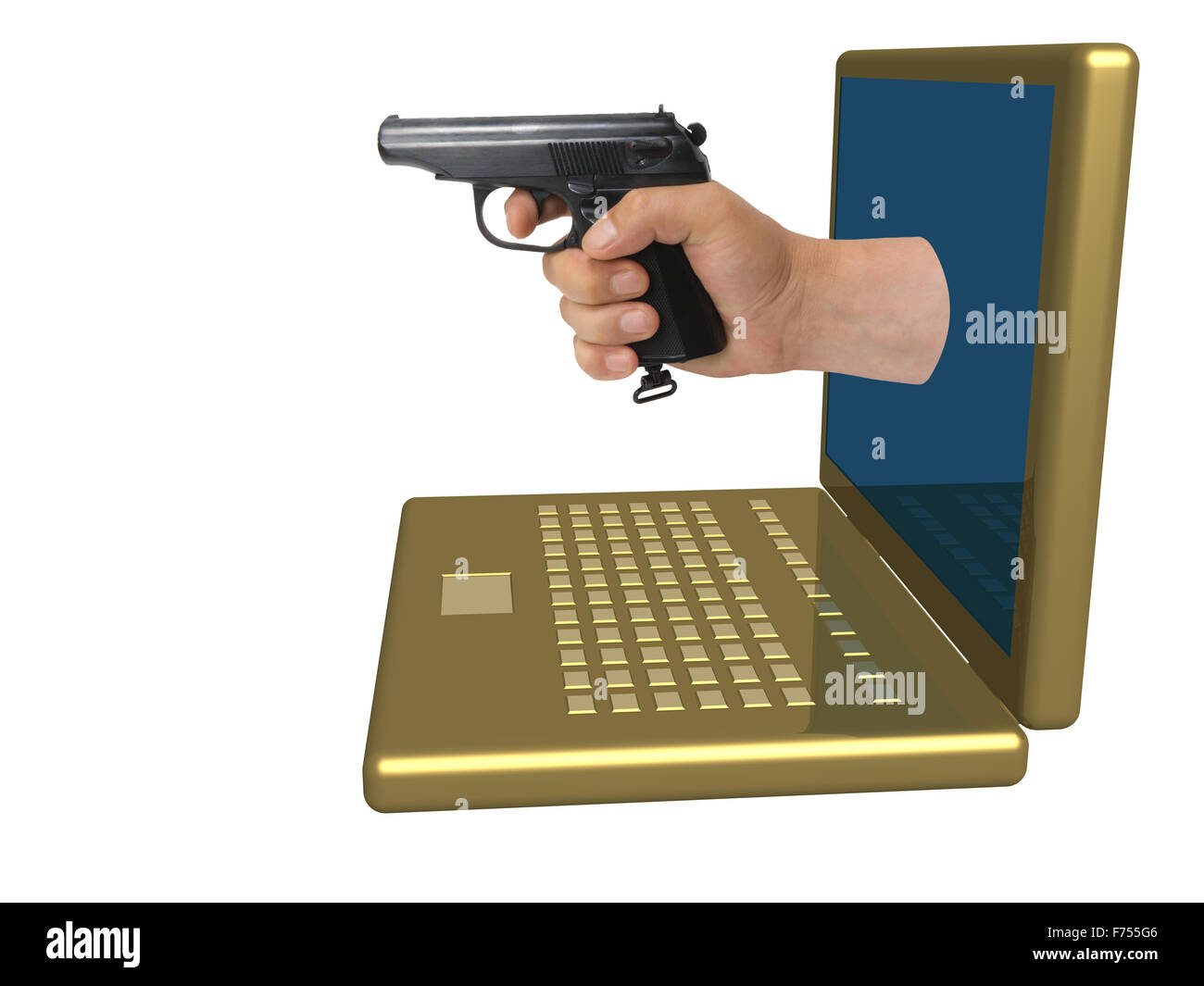 Close danger laptop notebook Cut Out Stock Images & Pictures - Alamy