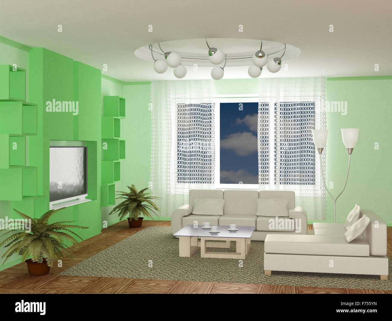 Interior of a room of rest. 3D image Stock Photo - Alamy