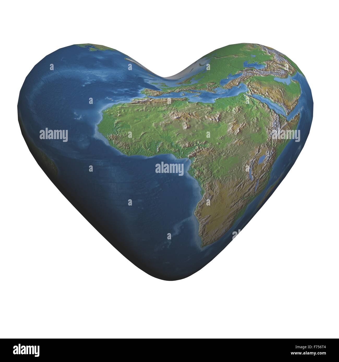 Earth world in heart Cut Out Stock Images & Pictures - Alamy