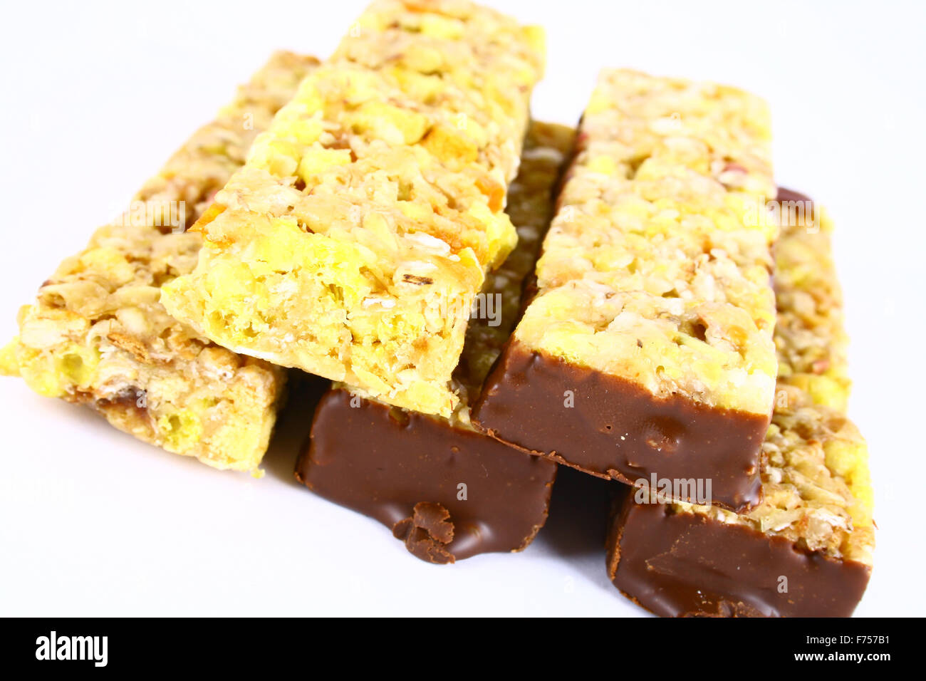 Muesli stick on white background Stock Photo - Alamy