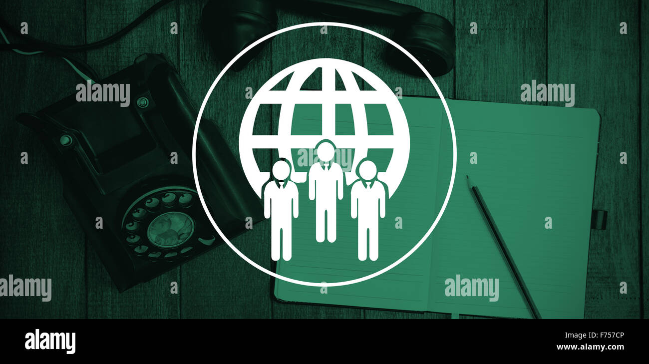 Composite image of business team and sphere Stock Photo - Alamy