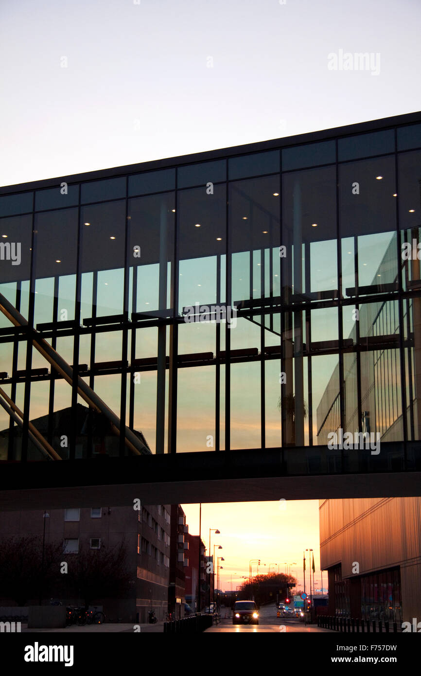 Glass bridge above the road Stock Photo - Alamy
