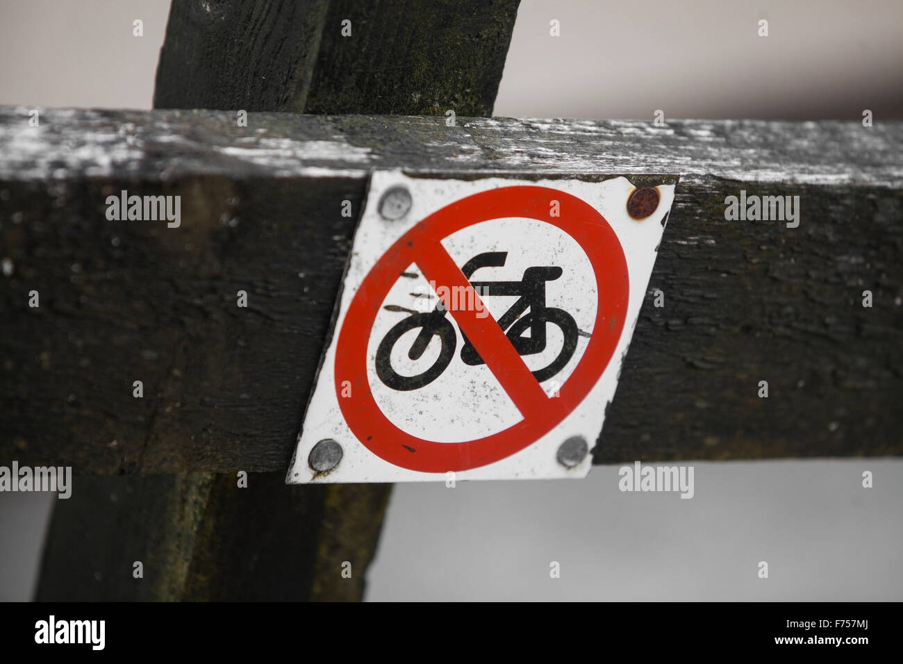 Color image of a bicycle forbidden access sign Stock Photo - Alamy