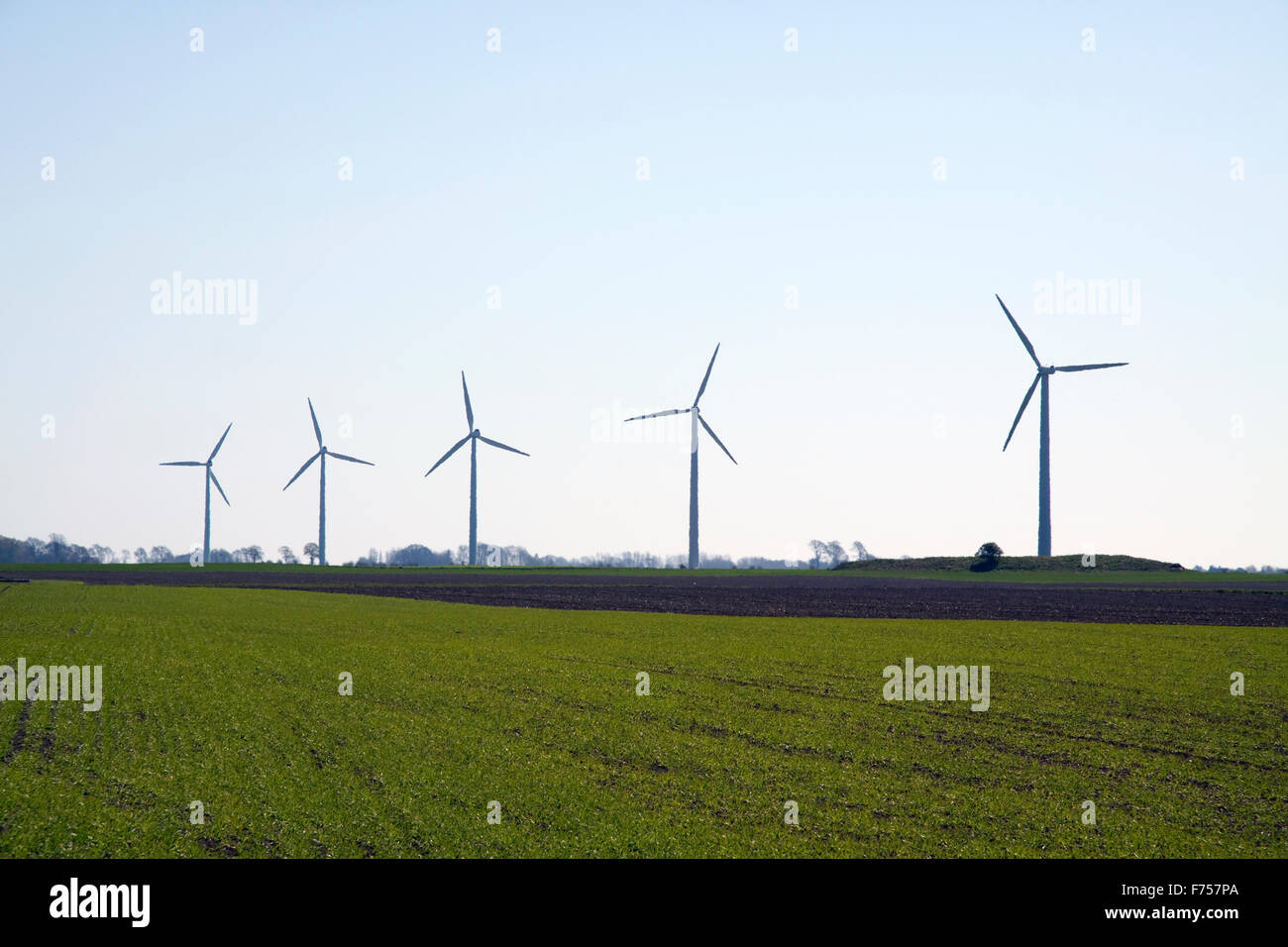Modern wind mills on a field Stock Photo - Alamy