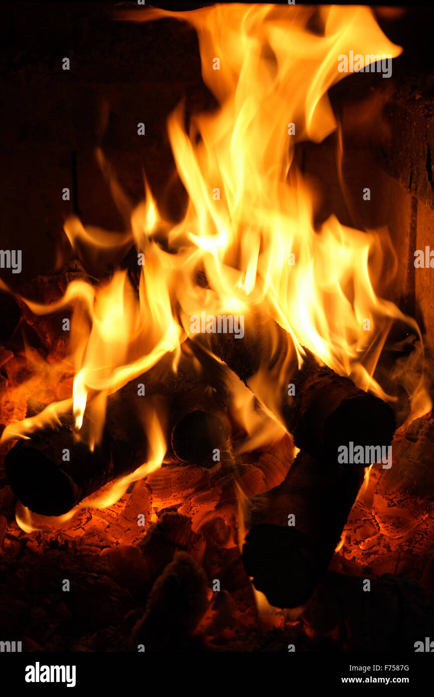 Flames dancing in fireplace Stock Photo - Alamy