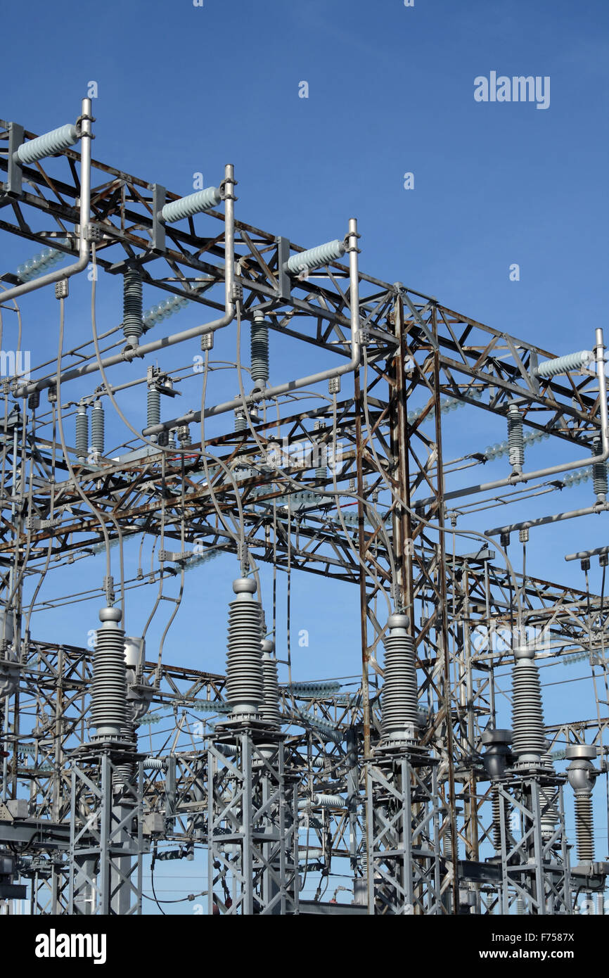 High voltage power station Stock Photo - Alamy