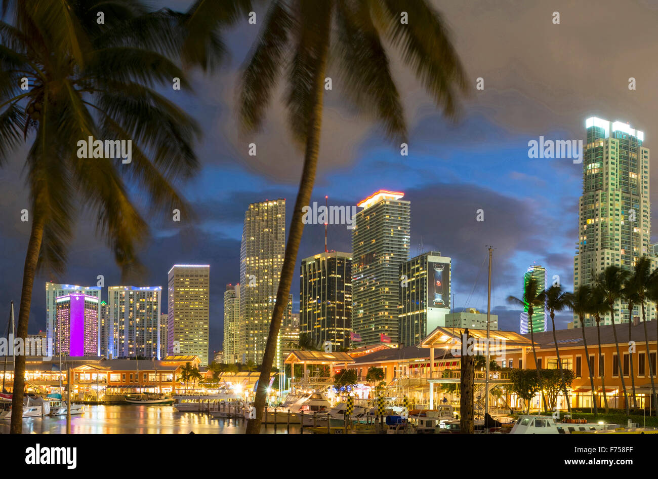 Miami skyline viewed over marina, Florida, USA Stock Photo - Alamy