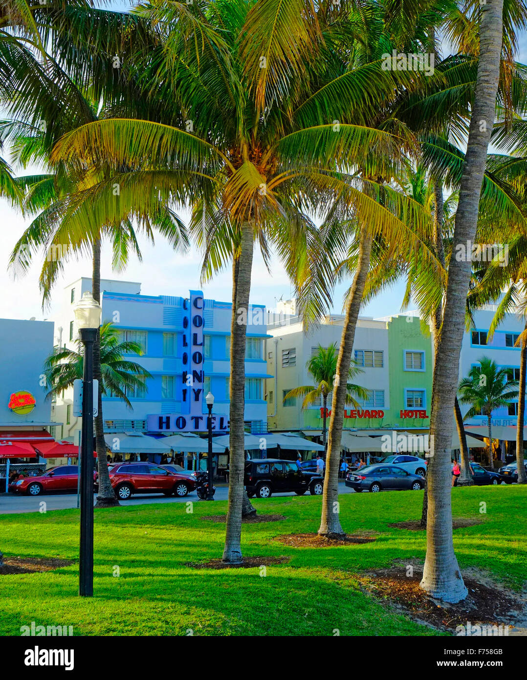 Art Deco Hotels, Ocean Drive, Miami Florida USA Stock Photo - Alamy