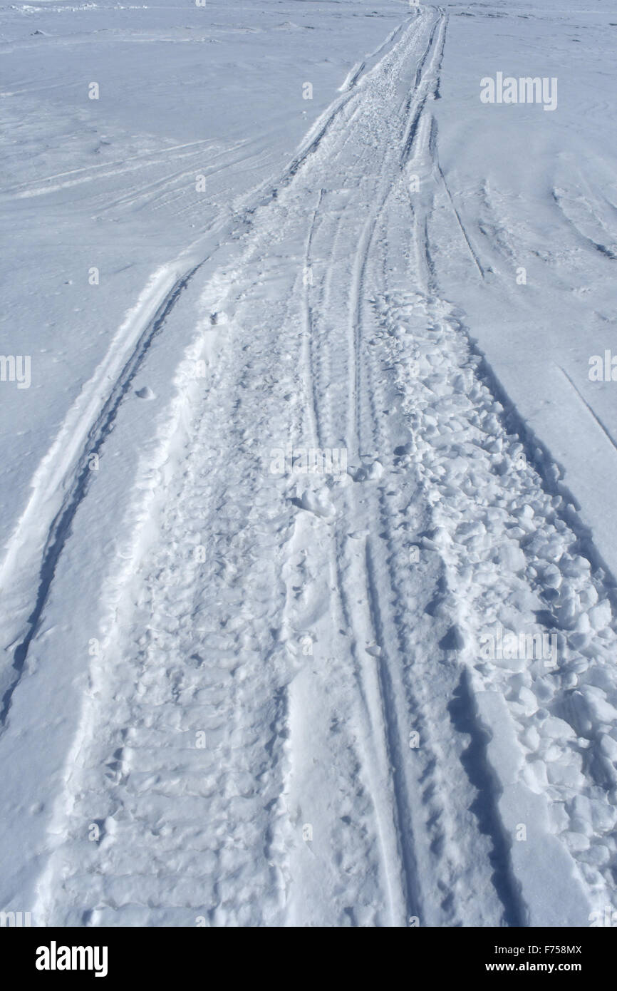 Skidoo track in the snow Stock Photo - Alamy