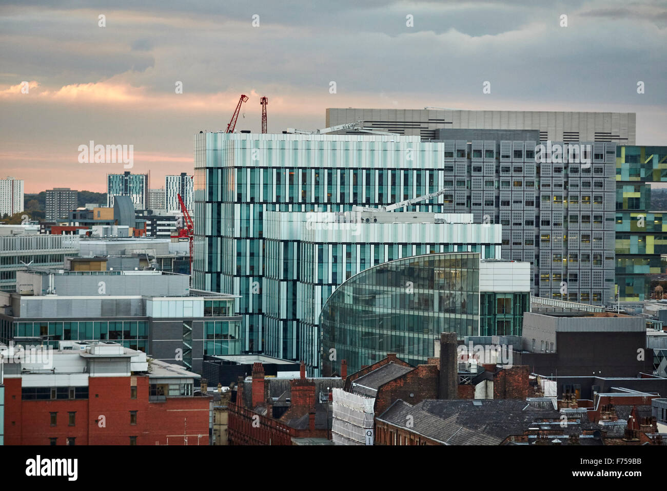 Manchester skyline showing the Spinningfield area of modern office ...