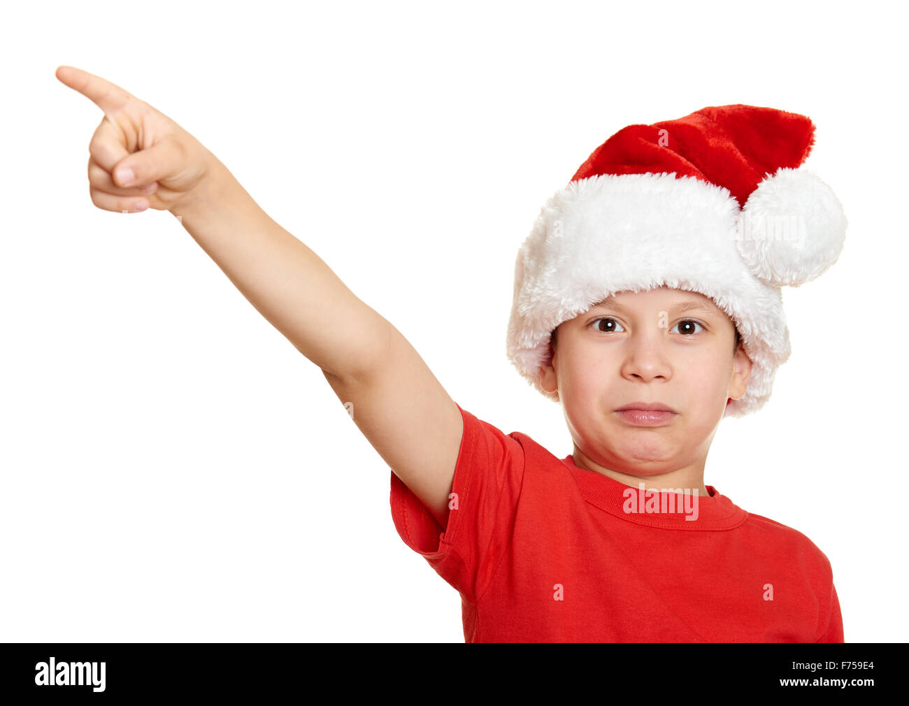 boy in santa helper hat portrait - winter holiday christmas concept ...