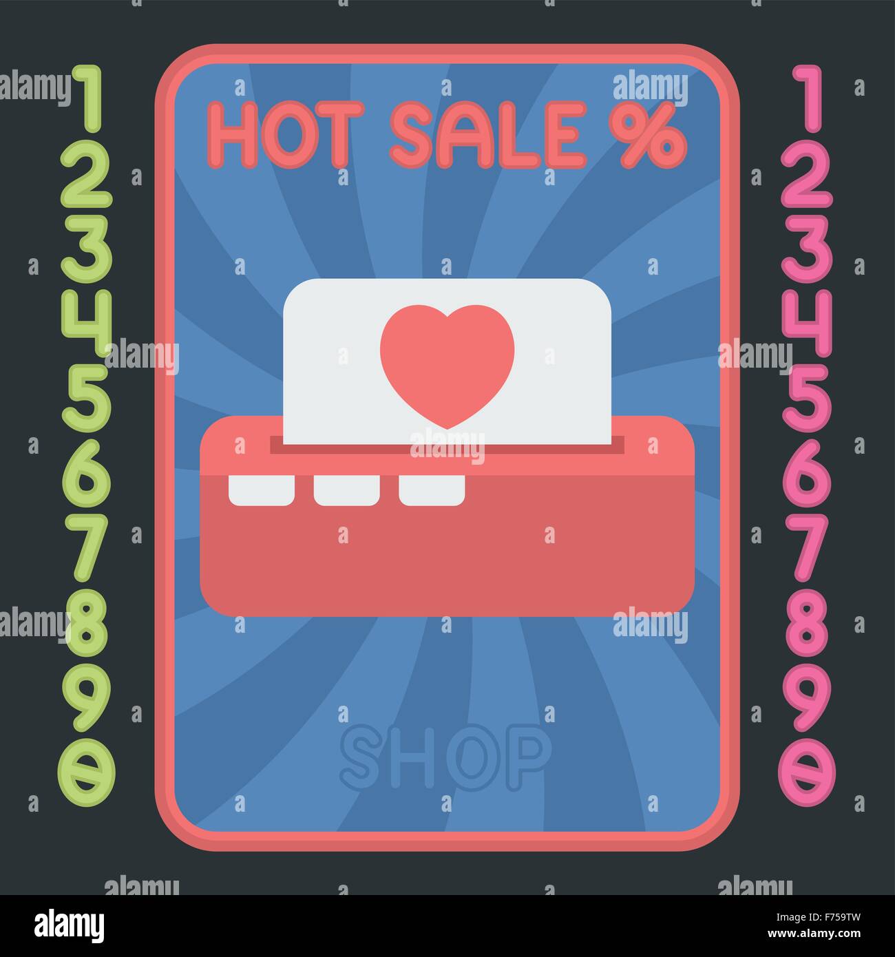 Printer with heart flat design colorful icon. Vector hot sale label ...
