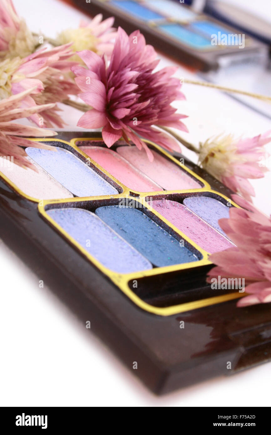 A colorful make-up - cosmetics kit Stock Photo - Alamy