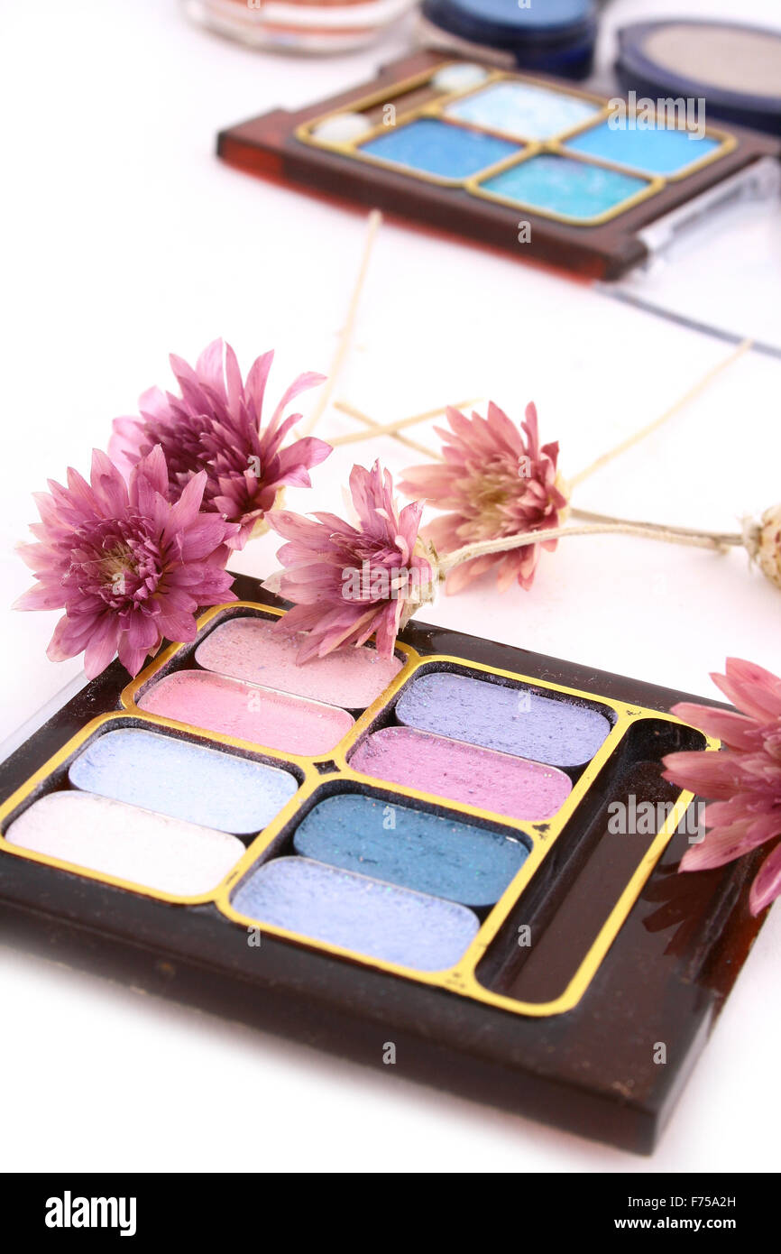 A colorful make-up - cosmetics kit Stock Photo - Alamy