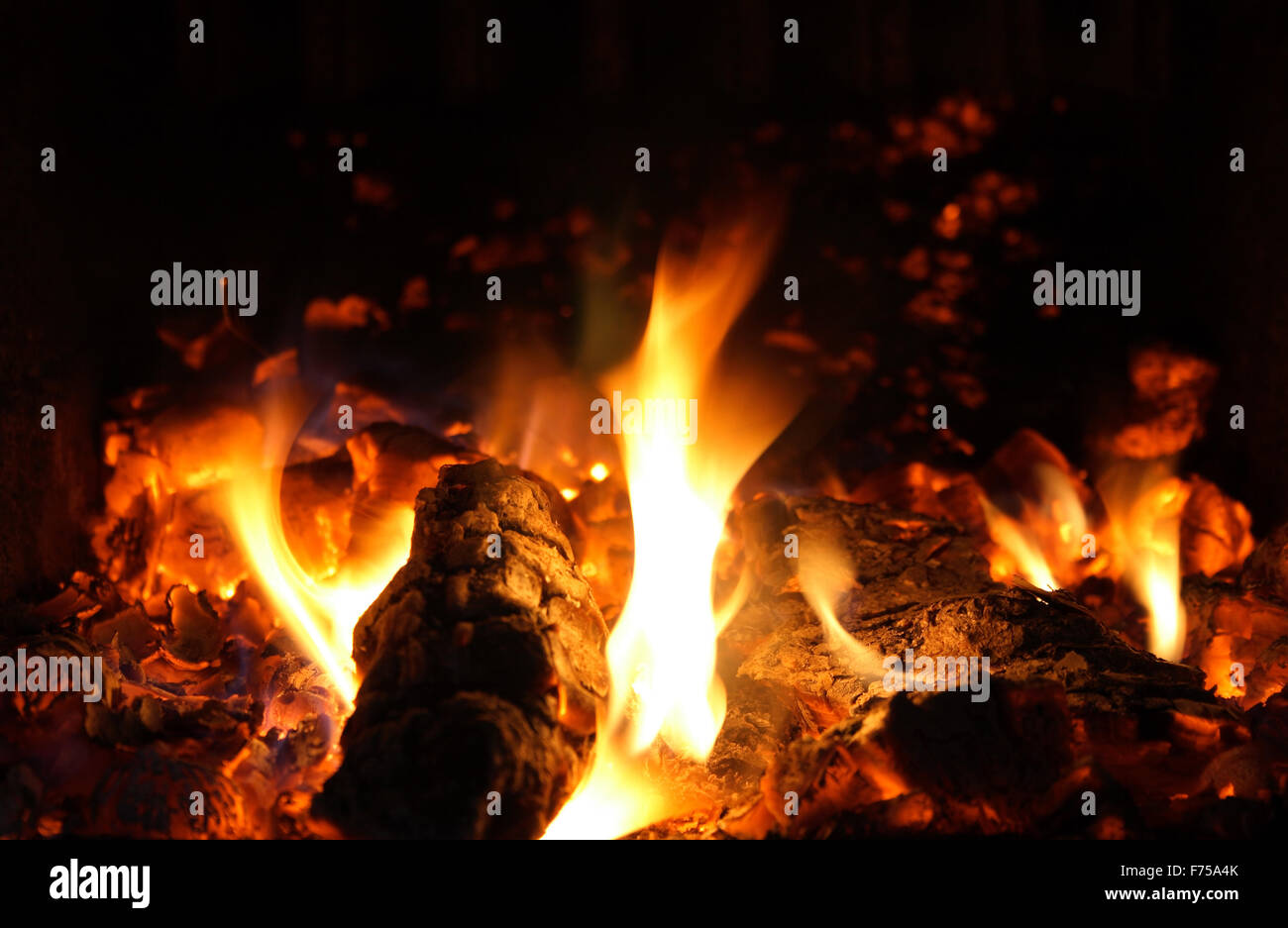 Flames and ember Stock Photo - Alamy