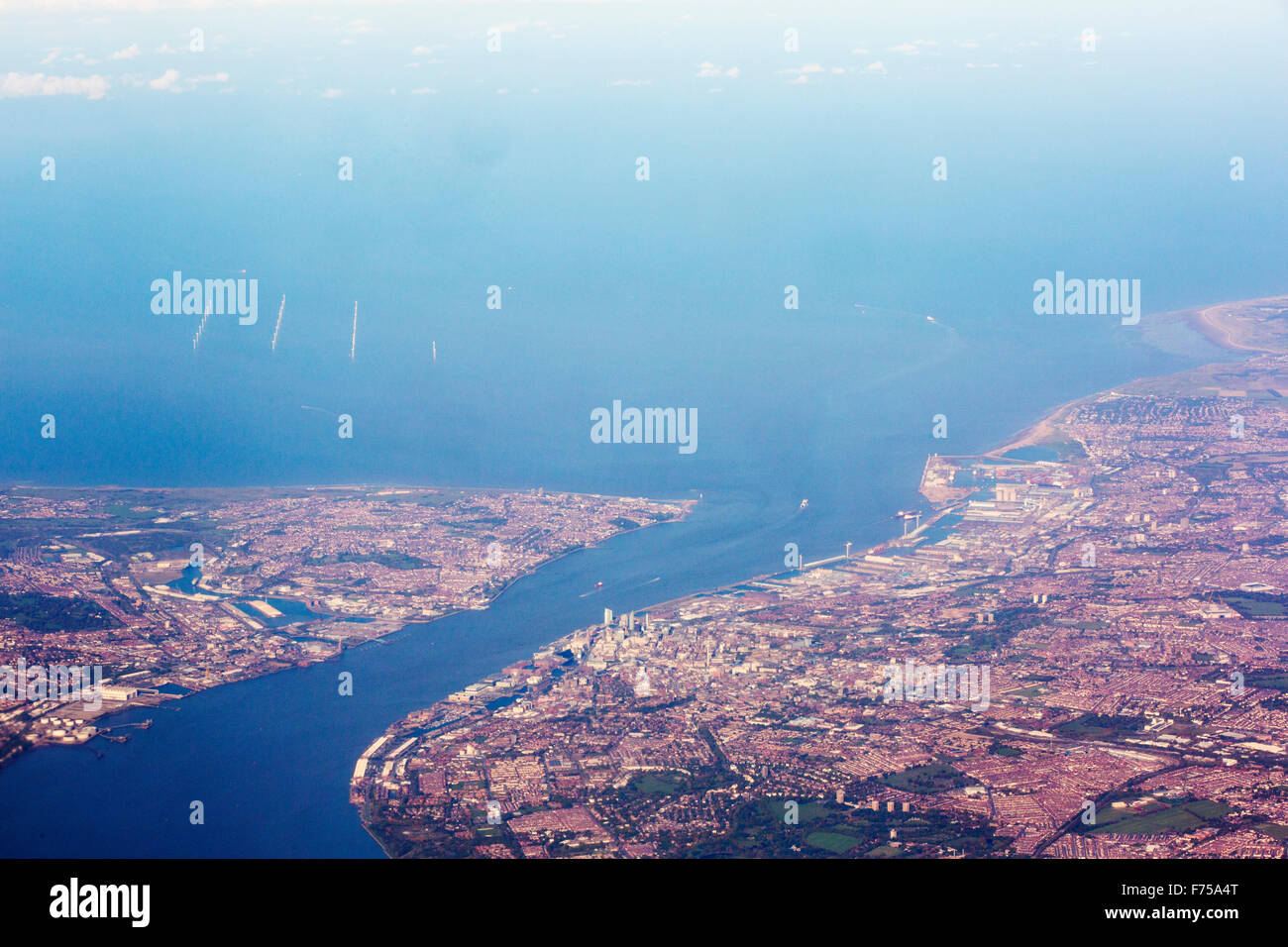 The Burbo Bank offshore wind farm off the Wirral penunsular, with the ...