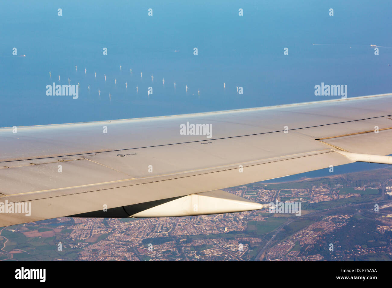 The Burbo Bank offshore wind farm off the Wirral penunsular, UK Stock ...
