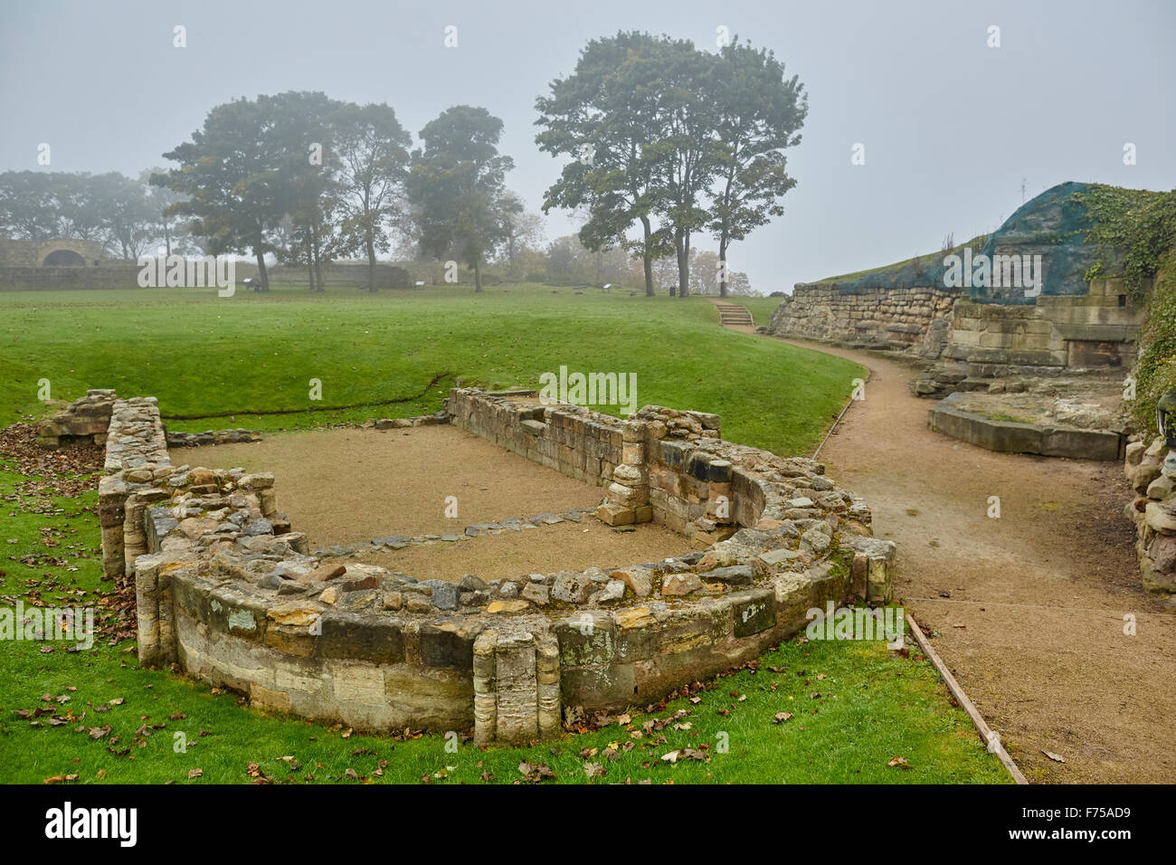 Pontefract castle mist fog winter remains structure walls UK Great ...