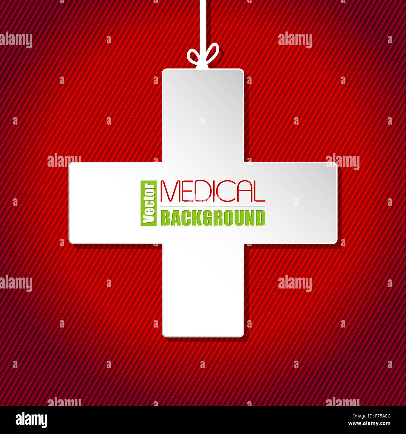 Medical background template with white cross on striped red background ...