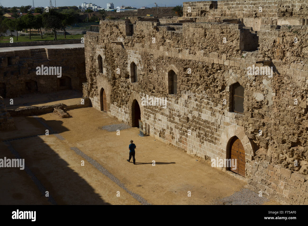 The courtyard inside Othello's Tower, a medieval citadel in Famagusta ...