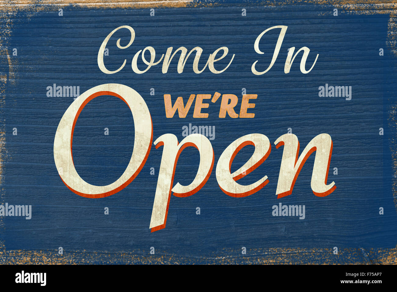 A Vintage coloured open sign Stock Photo - Alamy
