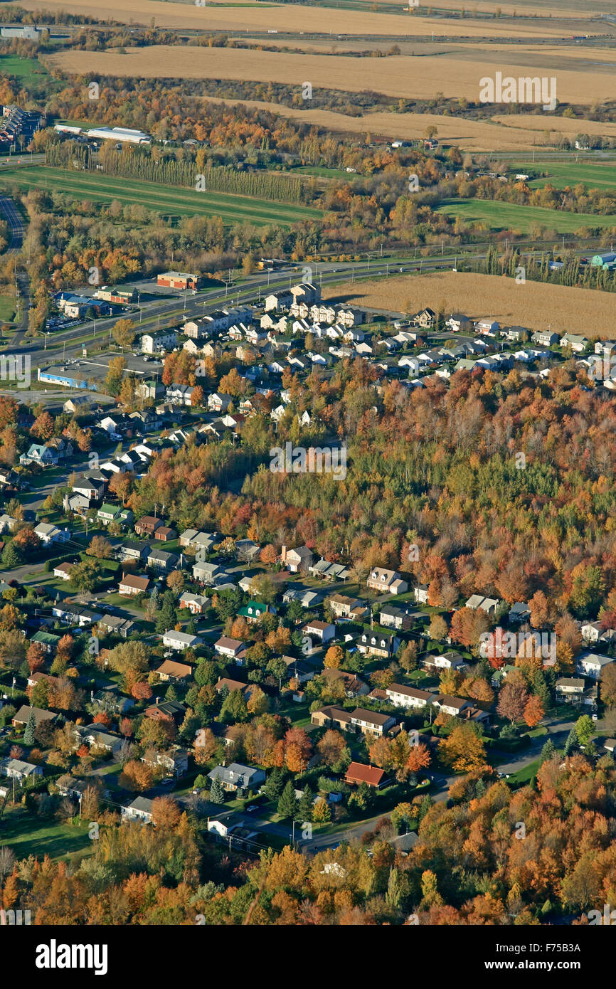 Aerial view of houses and fields Stock Photo - Alamy