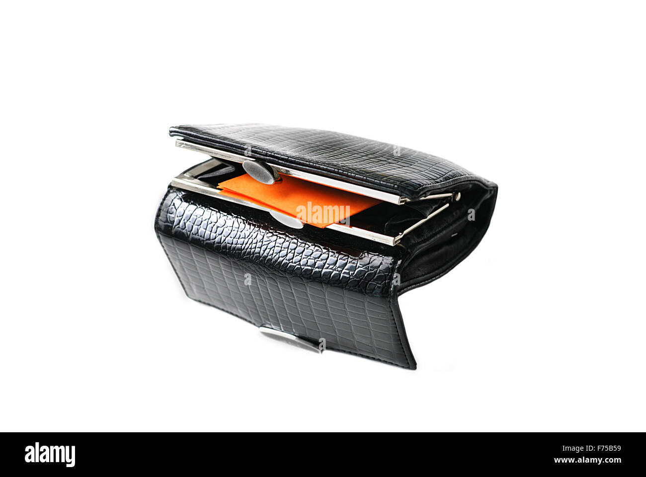 open purse isolated on white Stock Photo - Alamy