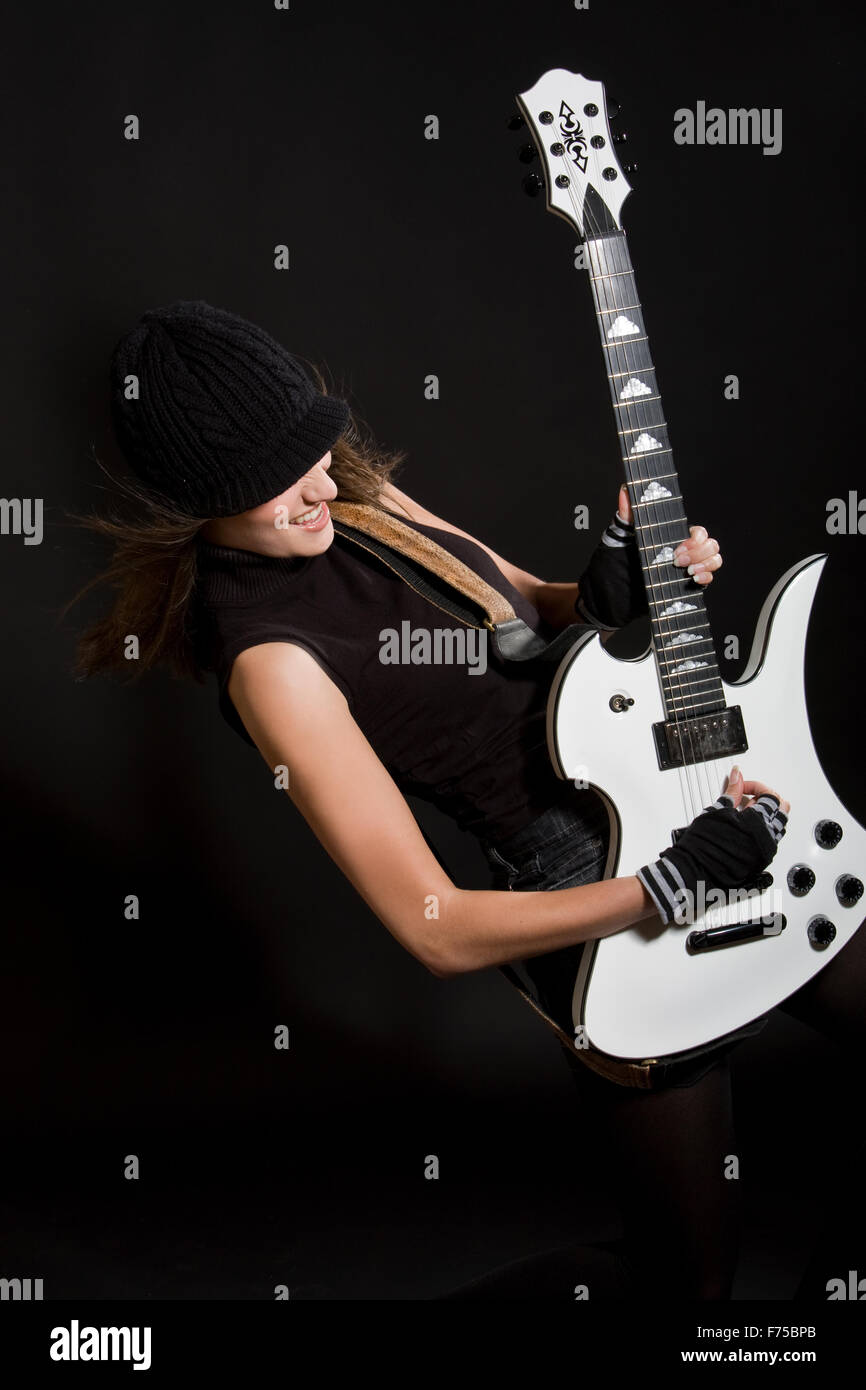 Women, rock guitar hi-res stock photography and images - Alamy