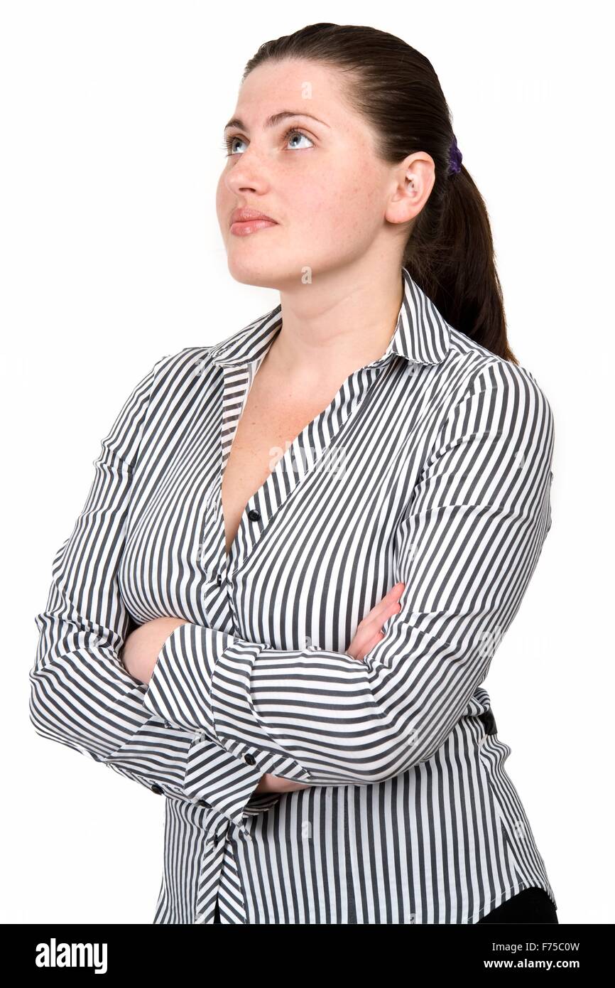 woman looks upwards Stock Photo - Alamy