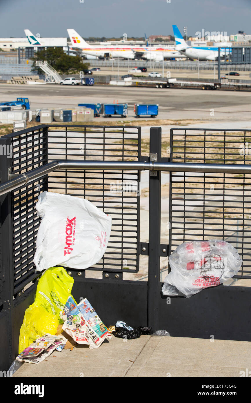 Plastic litter at JFK airport in New York, USA Stock Photo - Alamy