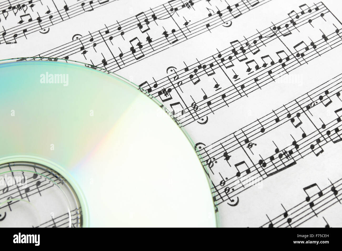 CD on sheet music Stock Photo - Alamy
