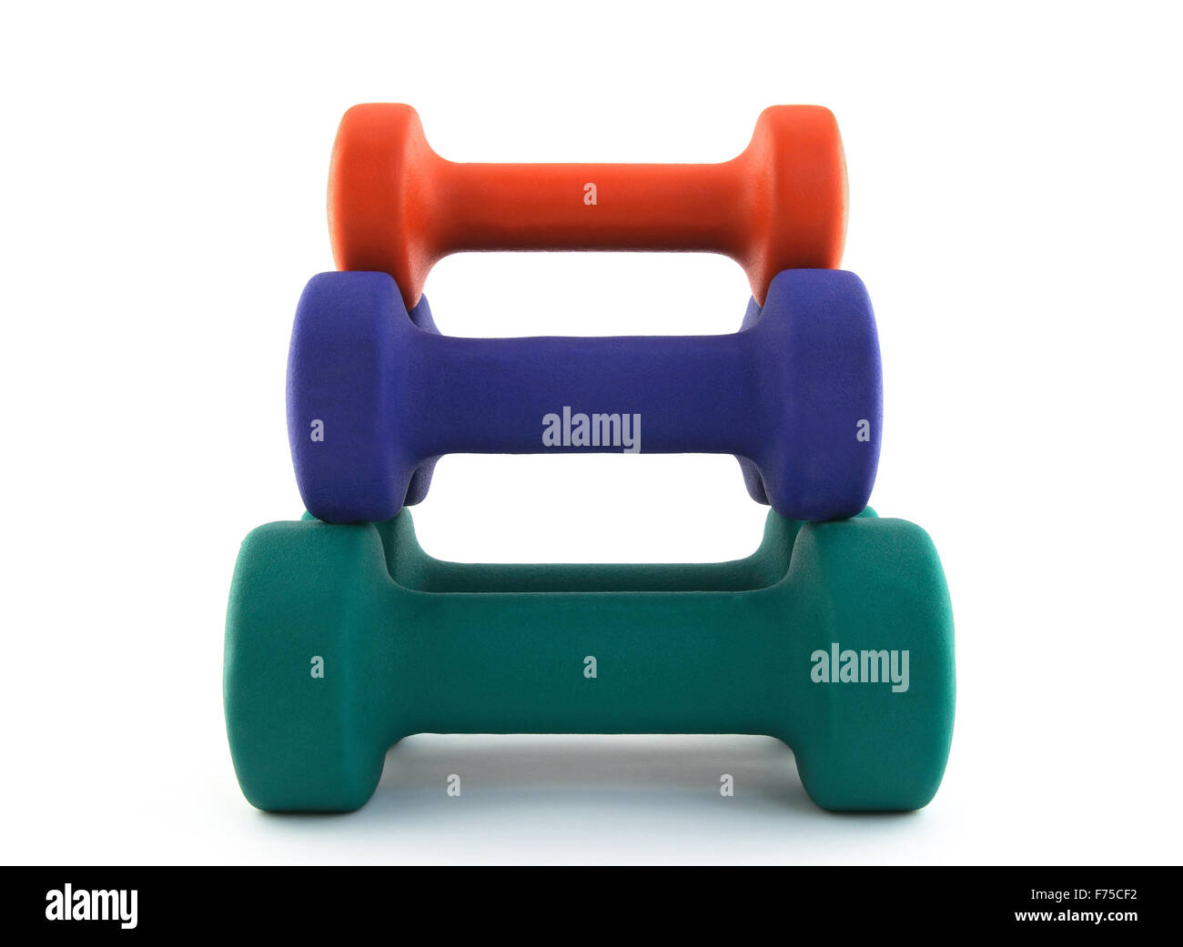 Pyramid of colorful dumbbells Stock Photo - Alamy