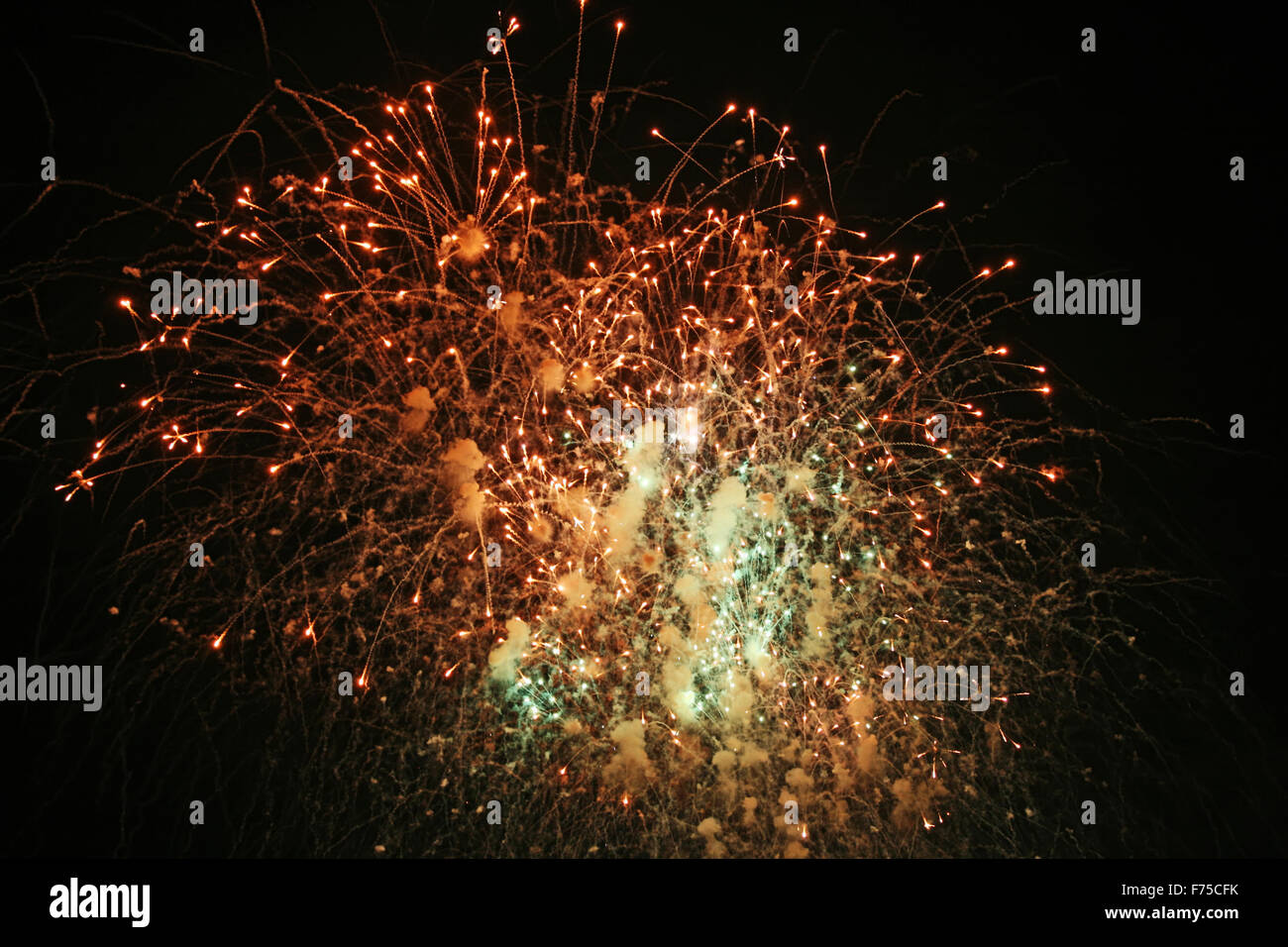 Fireworks lights and smoke Stock Photo - Alamy
