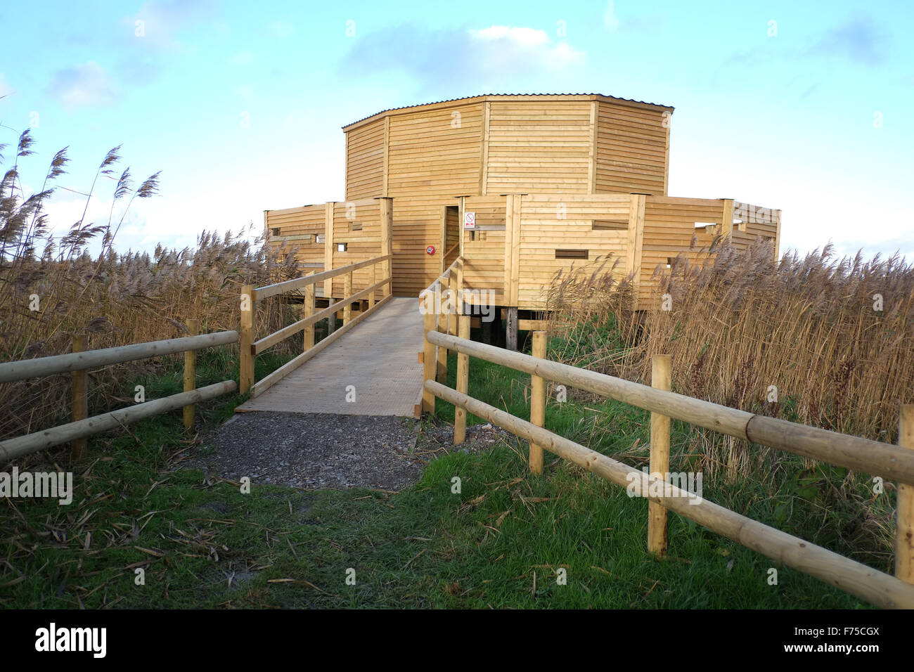 The New (2015) Avalon hide at RSPB Ham Wall Nature reserve Stock Photo ...