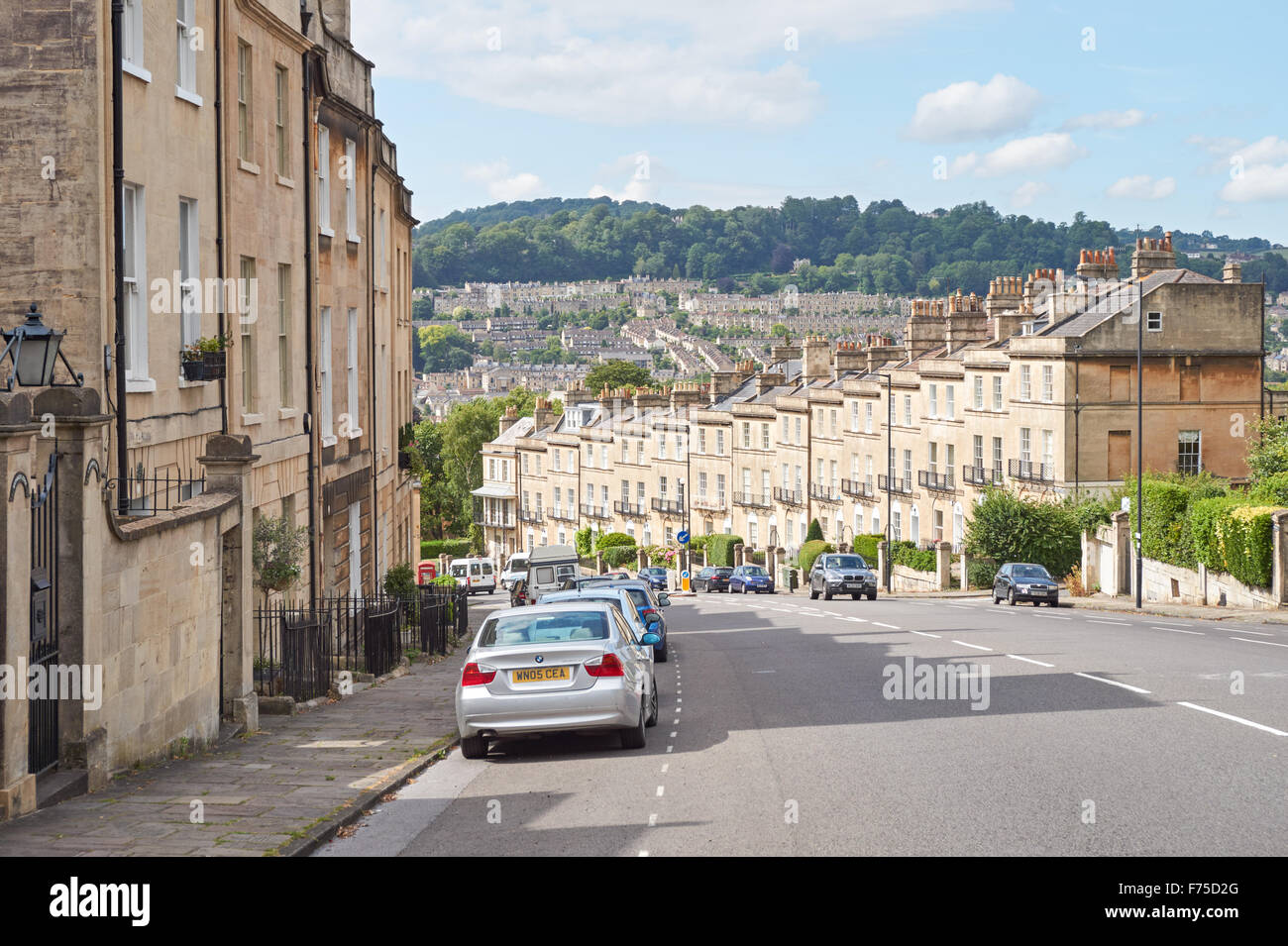 Georgian terraced houses on Bathwick Hill in Bath, Somerset England ...