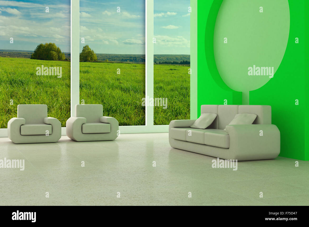 Minimalism visualization of the interior of the hall with hi-res stock ...