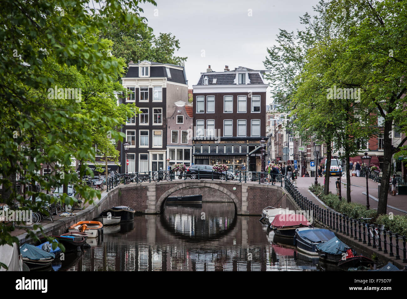 Canal scene in Amsterdam Holland Stock Photo - Alamy