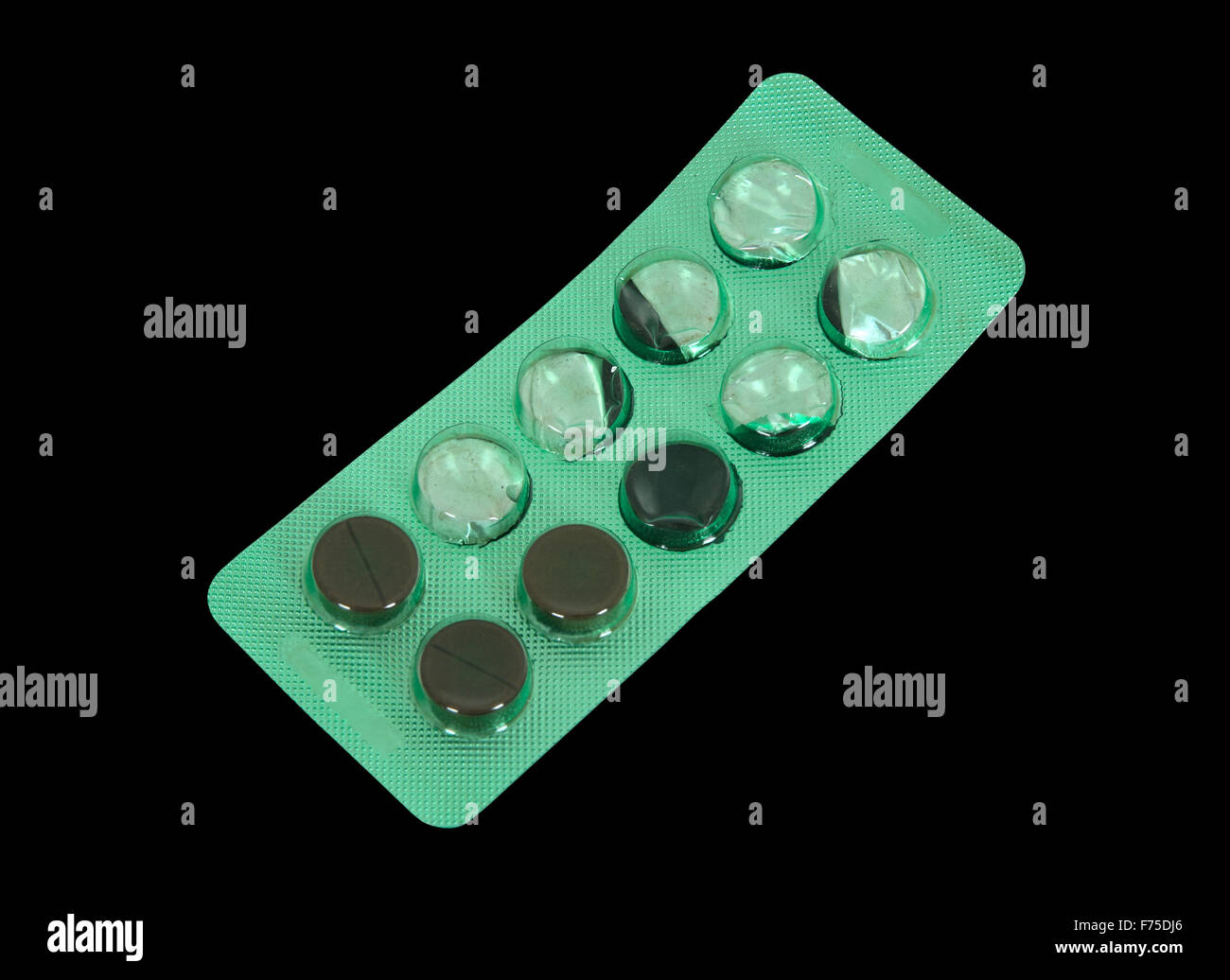 Black pills blister Stock Photo - Alamy