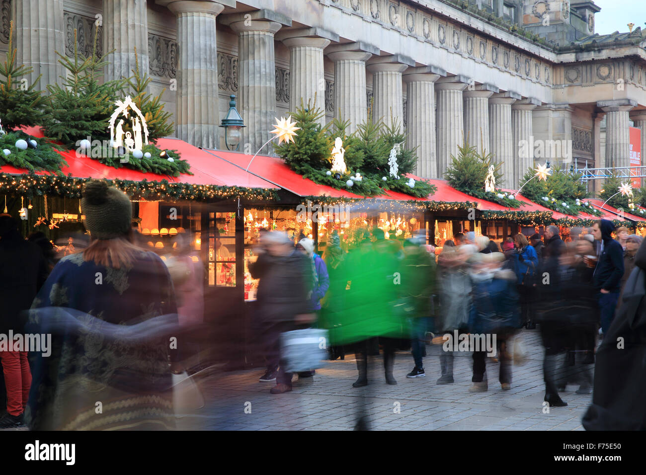 The popular German Christmas Market in front of the Royal Scottish ...