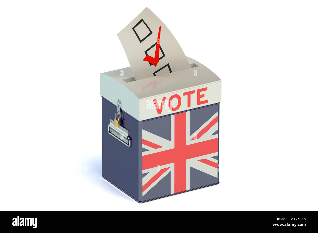 ballot box with flag of United Kingdom isolated on white background ...