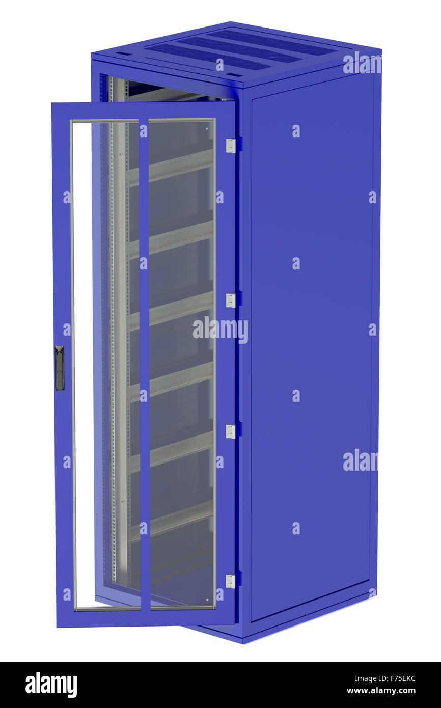 Blue Server rack isolated on white background Stock Photo - Alamy