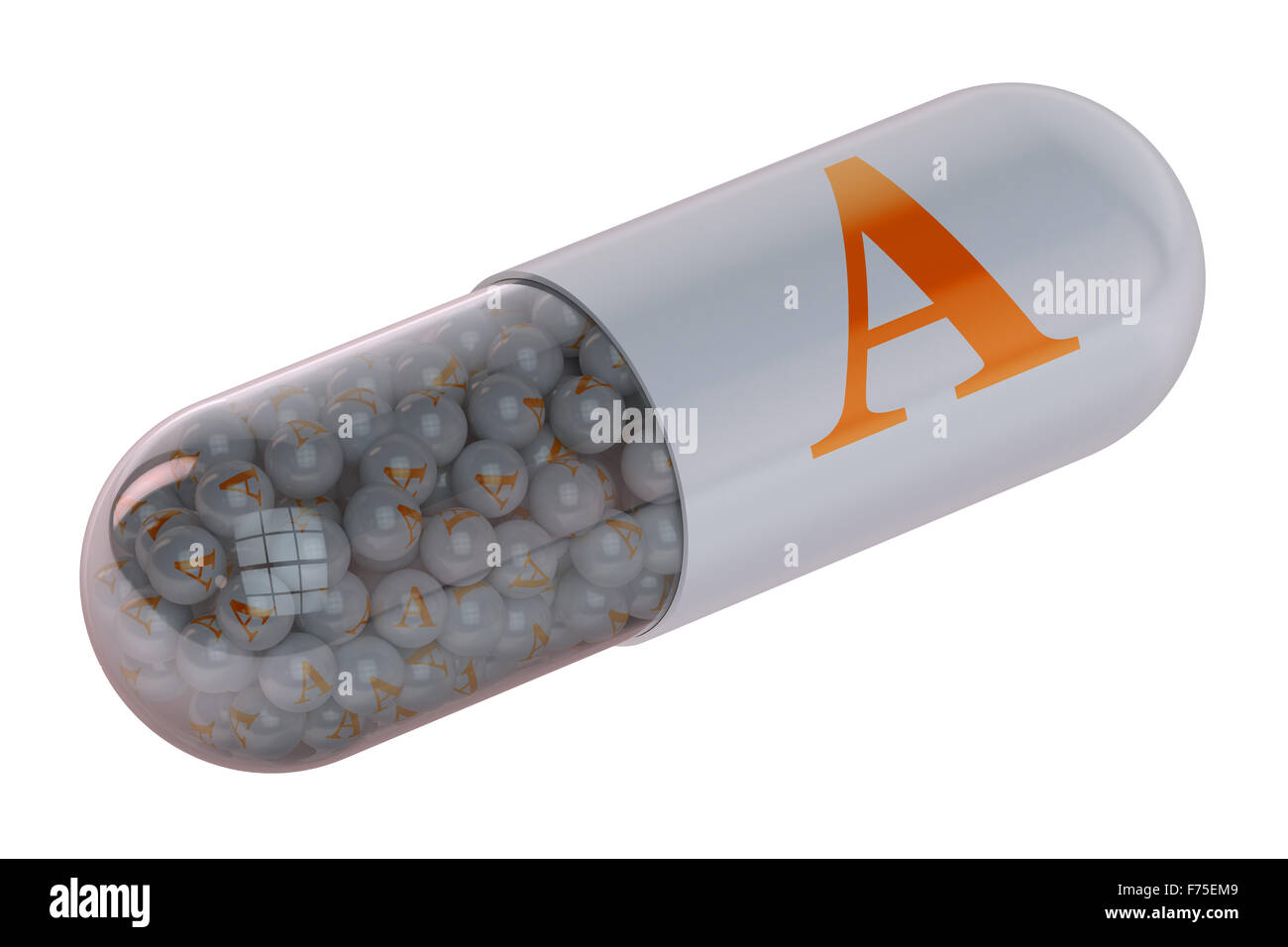 Vitamin capsule A isolated on white background Stock Photo - Alamy