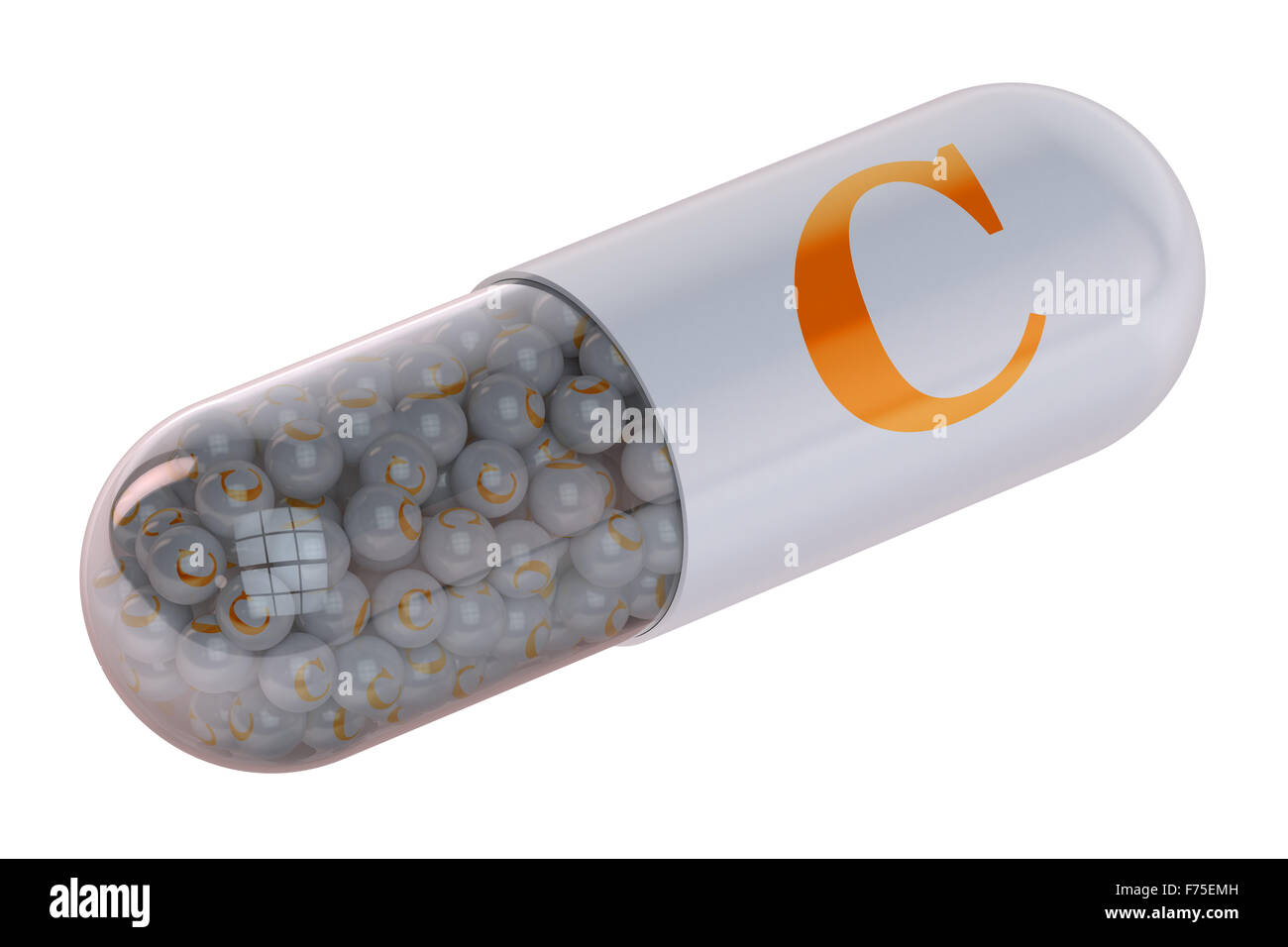 Vitamin capsule C isolated on white background Stock Photo - Alamy